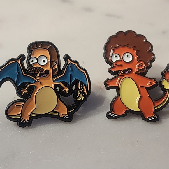 Jewelry | Simpsons X Pokmon Charizard Charmander Enamel Pins | Poshmark